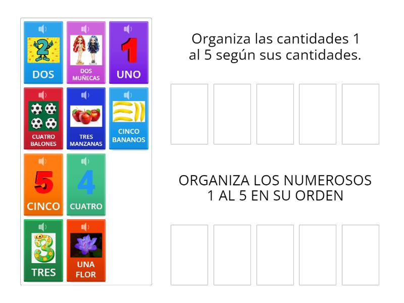 APRENDAMOS LOS NUMEROS 1 AL 5 - Group sort