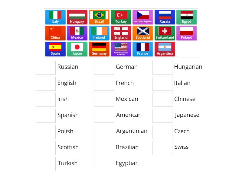 Countries & Nationalities - Match up