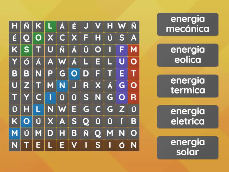 energia - Sopa de letras