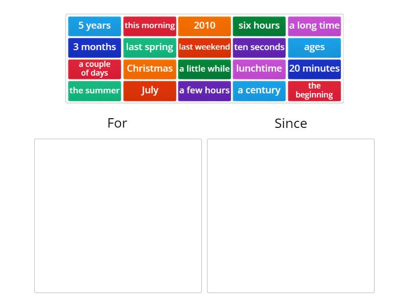 For and since - Categorize