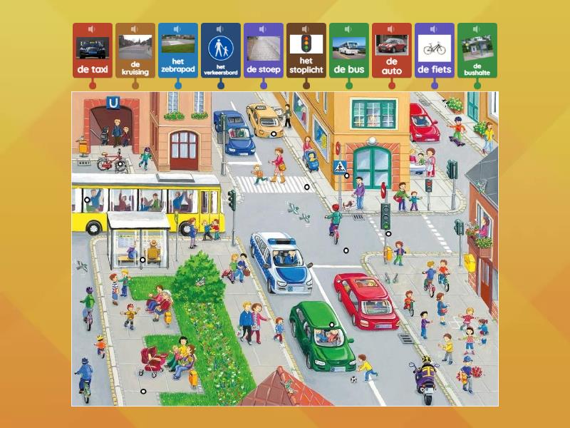 NT2 woordenschat | op straat | praatplaat woorden - Labelled diagram