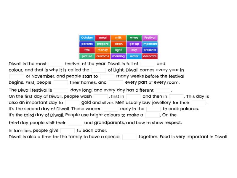 Diwali 24/10/2024 - Complete the sentence
