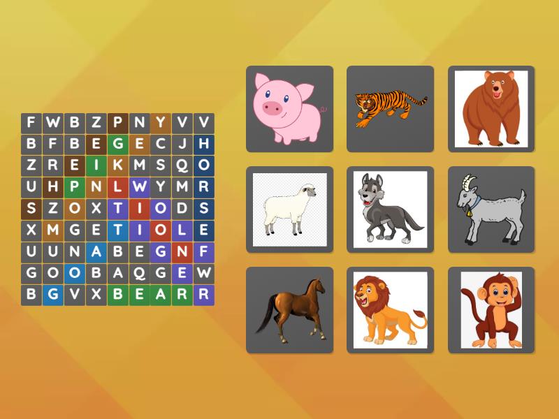Grade 3 animals - Wordsearch