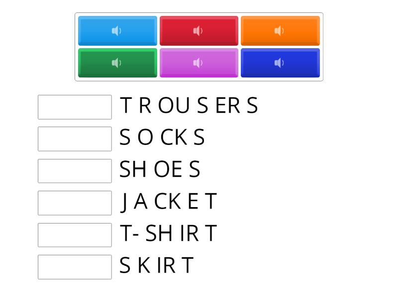 CLOTHES AND PHONICS - Match up