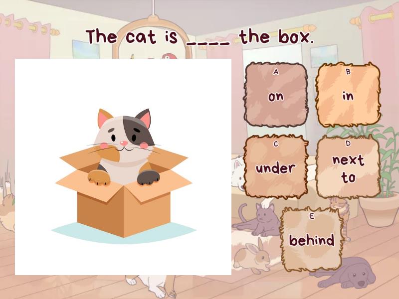 Prepositions of place | cat/in/on/under/behind/in front of/between/next ...