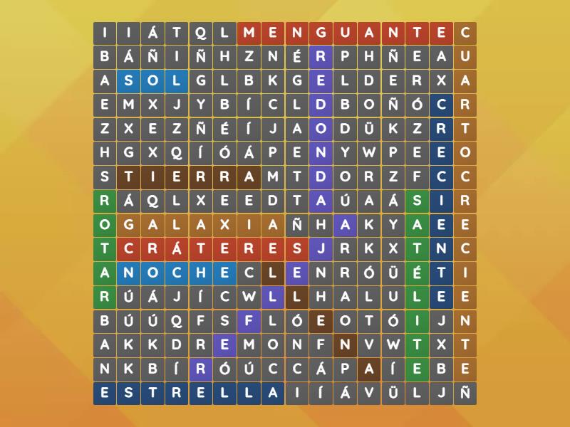 Sopa de letras sobre la luna. - Wordsearch