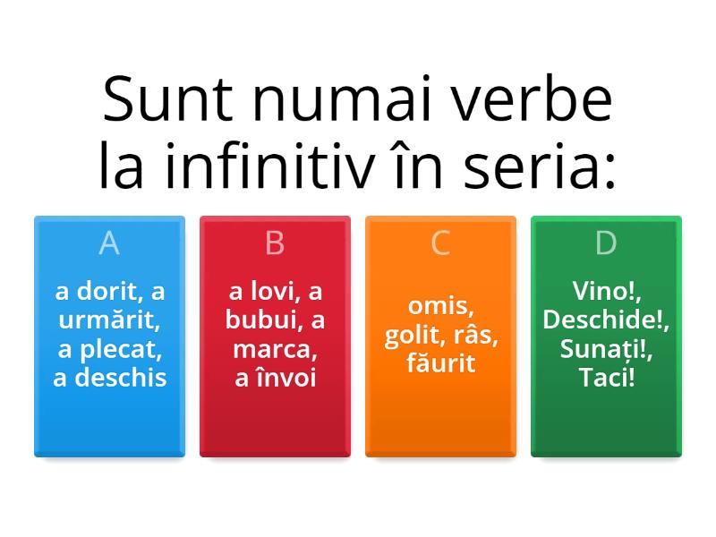 FORME VERBALE NEPERSONALE-infinitiv și participiu - Quiz