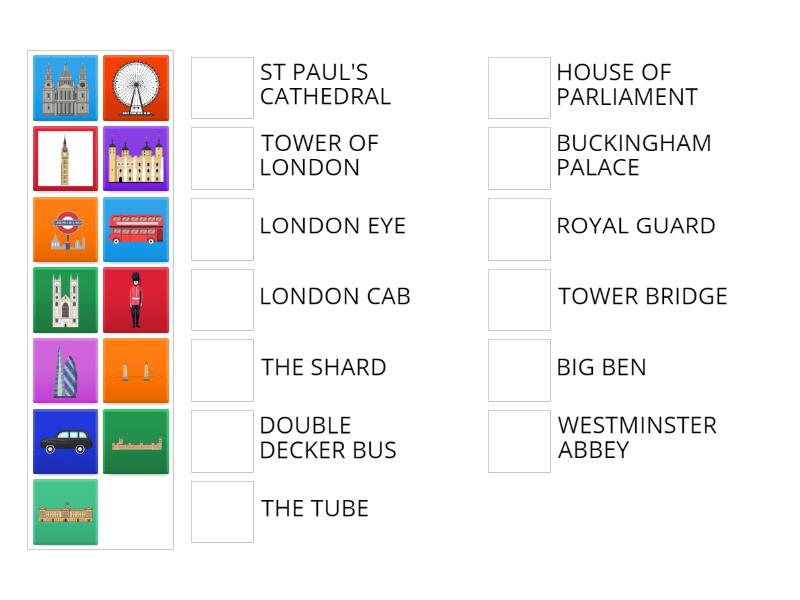 VISUAL ENGLISH 5 - UNIT15 - SIGHTSEEING IN LONDON - Match up