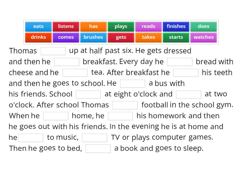 Present Simple Third Person Singular - Complete the sentence