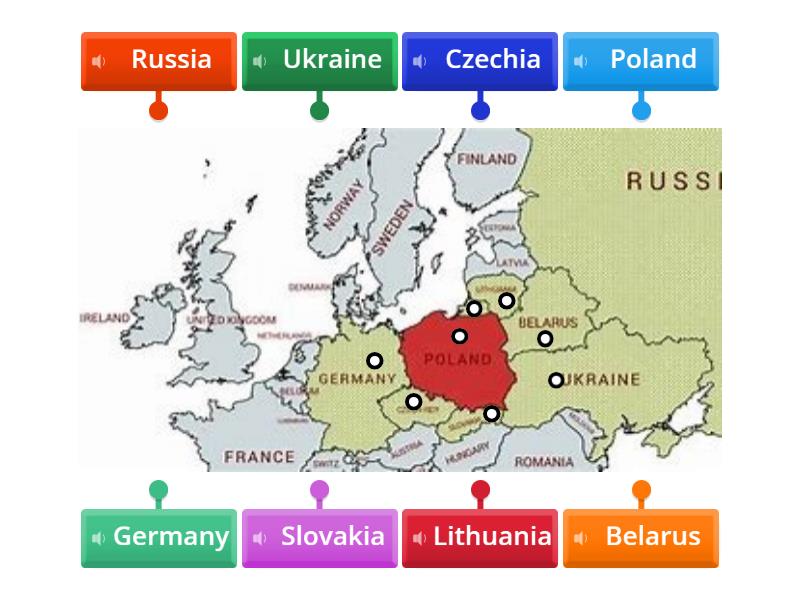 Poland and it's neighbouring countries - Labelled diagram