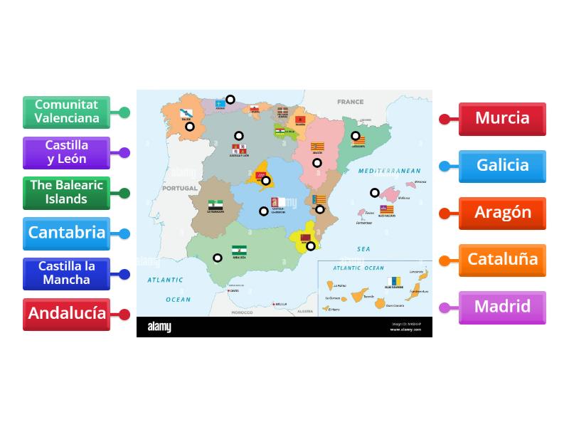 Map of Spain's Autonomous Communities (19 of them!) - Labelled diagram