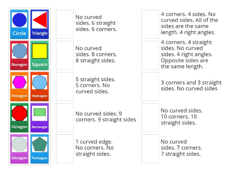 2D shapes - match the shape to its properties - Match up