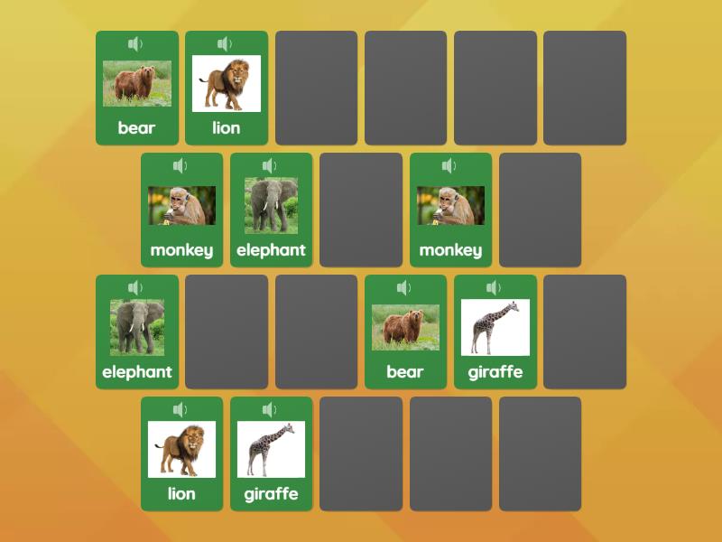 Jungle animals - Matching pairs