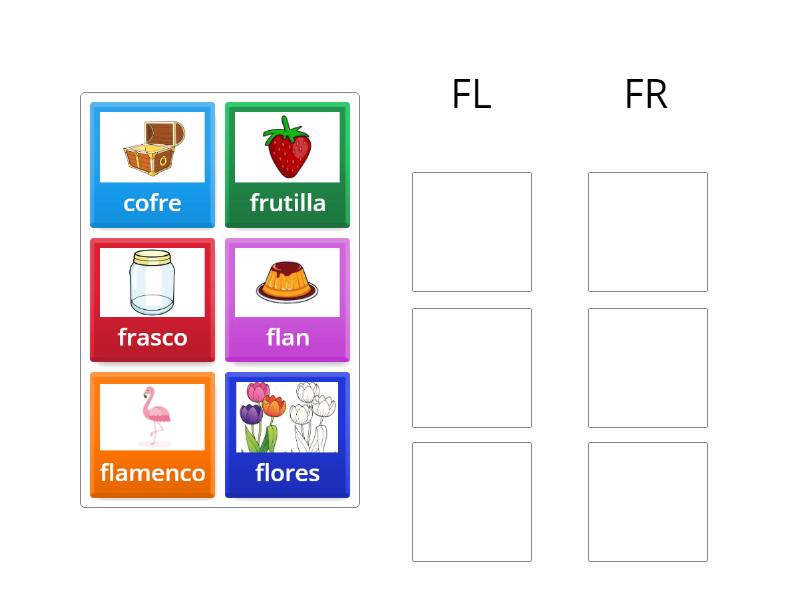 Escritura de palabras con FL Y FR - Ordenar por grupo