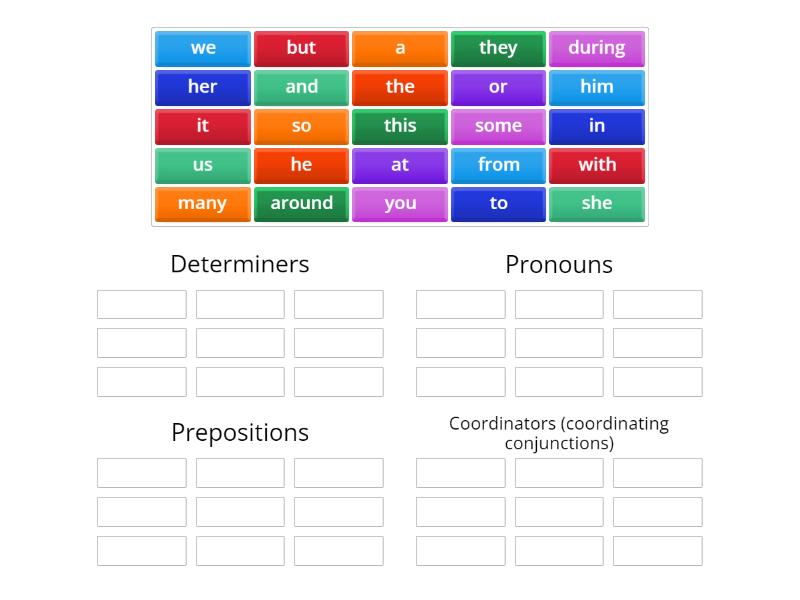 10W Minor parts of speech - Group sort
