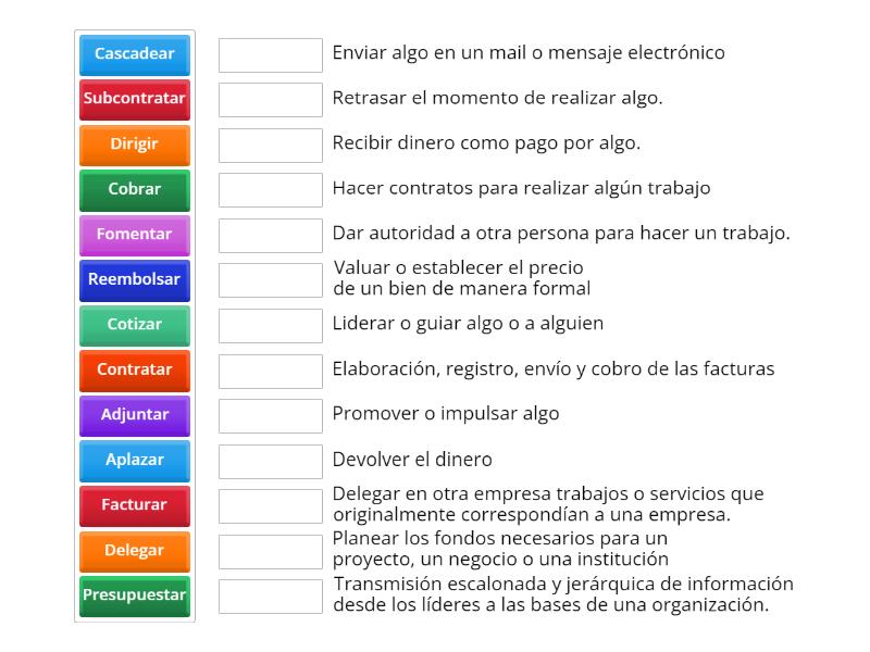 Verbos y vocabulario de negocios - Match up