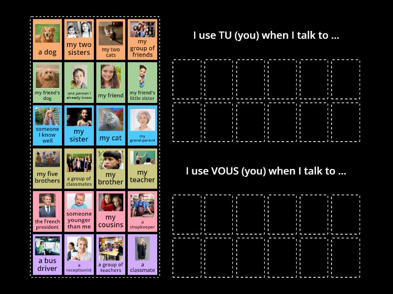 When do we use TU v VOUS ? When talking to : - Group sort