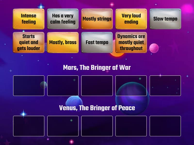Mars Vs Venus Comparison - Group sort
