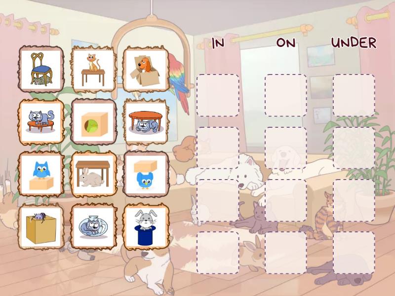 PREPOSITIONS (IN- ON- UNDER) (GAME) - Group sort