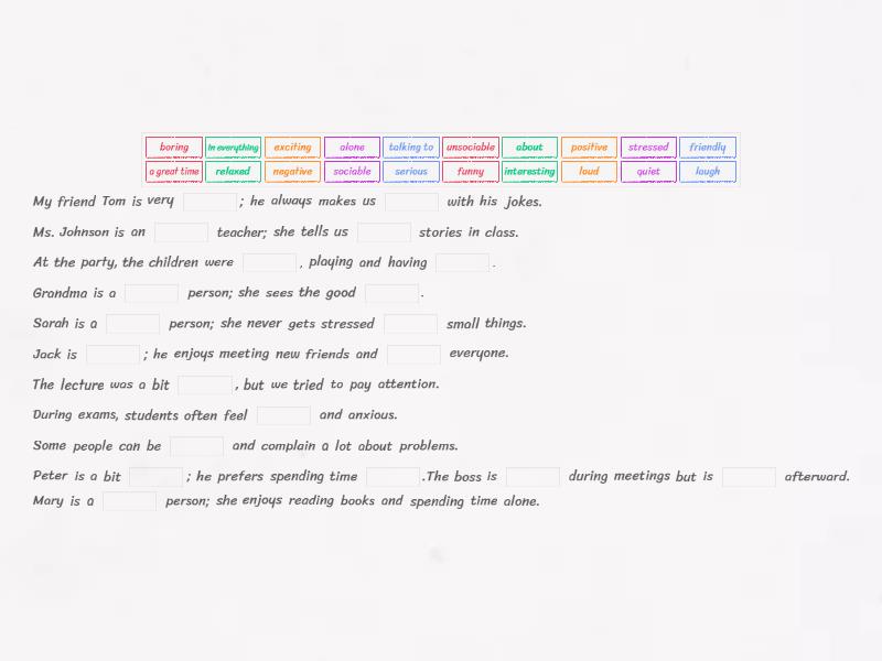 Focus 2 unit 1 Ex.1 - Missing word
