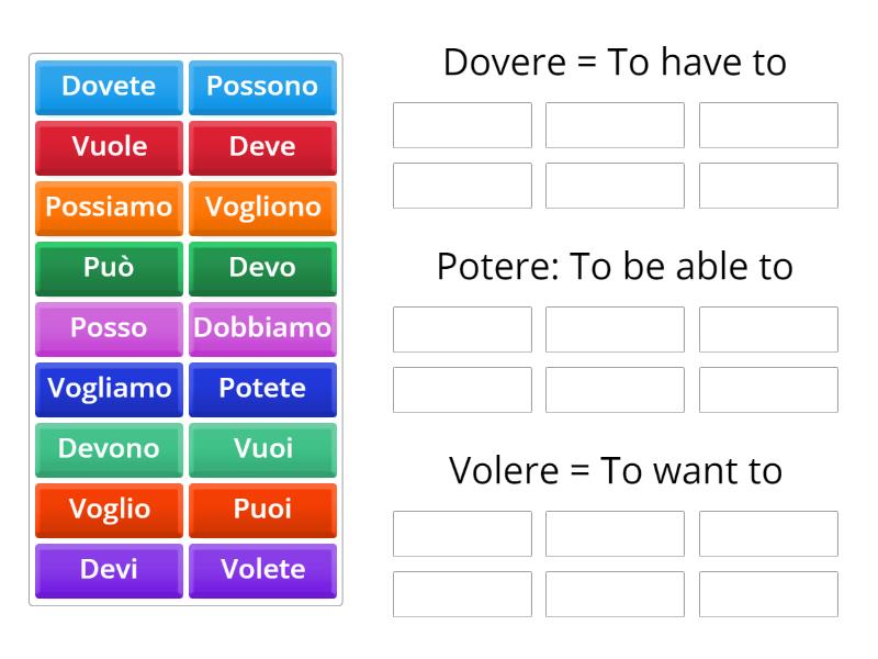 9 ITALIAN | I verbi modali - Group sort