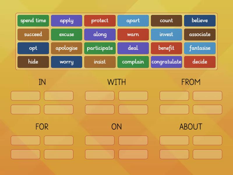 Lesson 01 - Dependent Prepositions (C1) - Ordenar por grupo