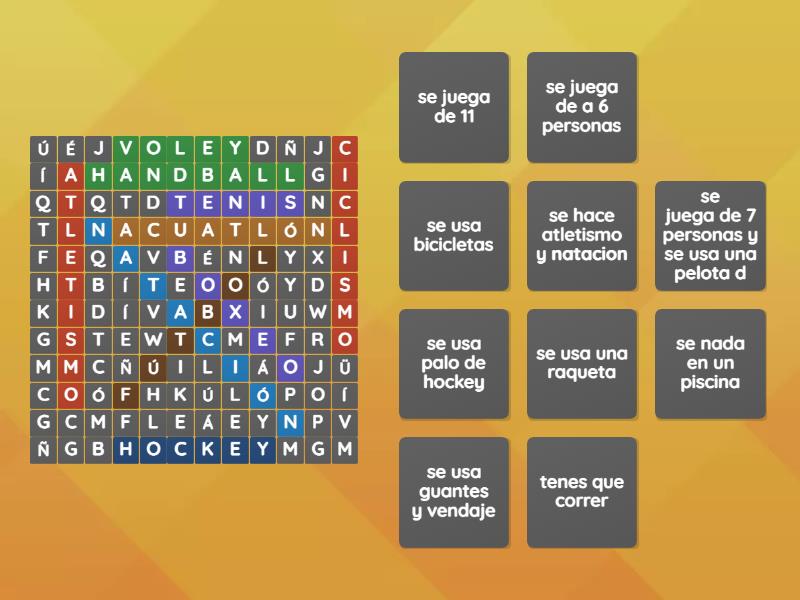 sopa de letras de deportes - Wordsearch