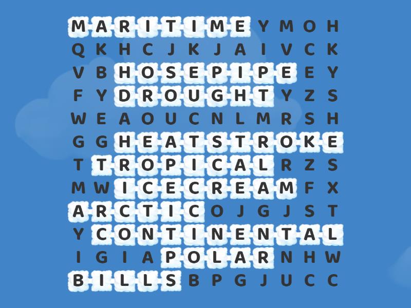 Air Masses - Wordsearch