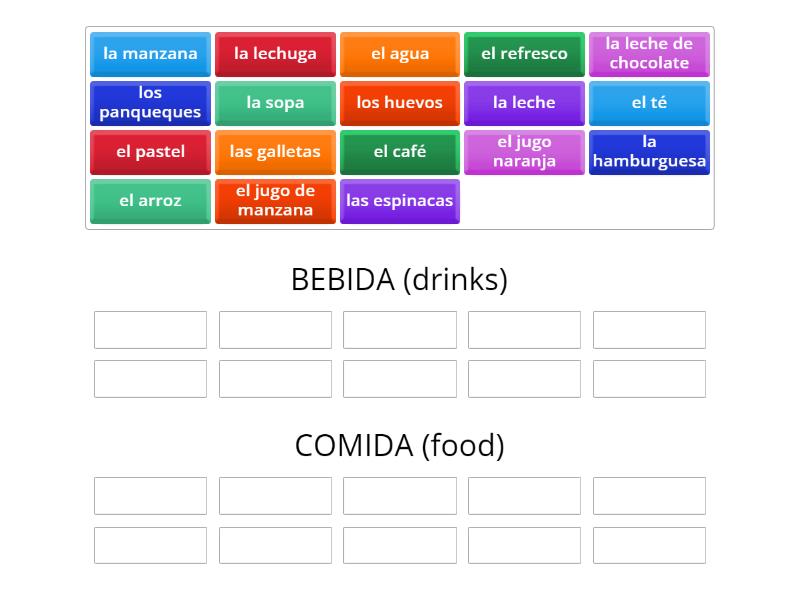 ¿Bebida o comida? - Group sort