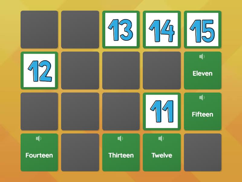 Numbers from 11 to 20 - Matching pairs
