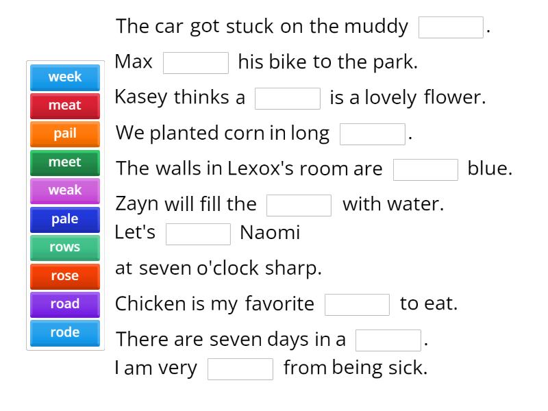 Homophones - Complete the sentence