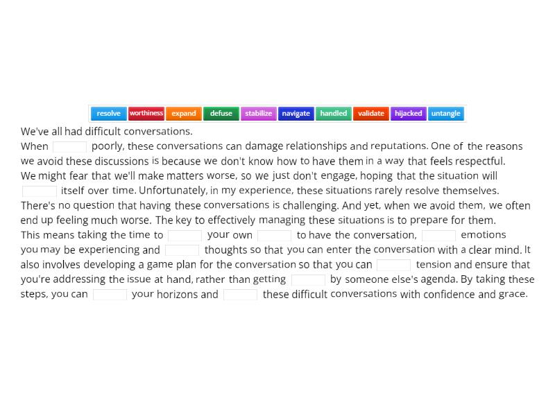 Conversations we dread - Complete the sentence