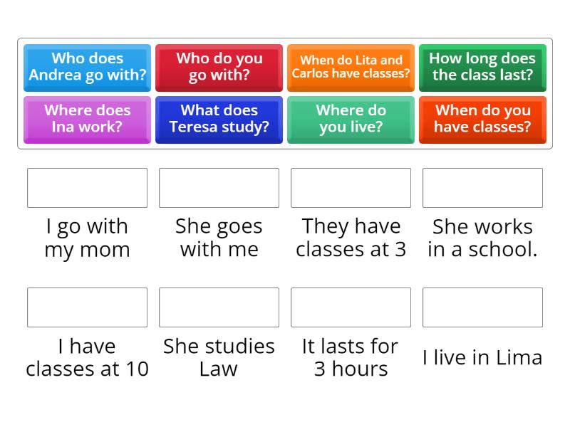 Basic 3 - Class 16 - WH questions - Une las parejas