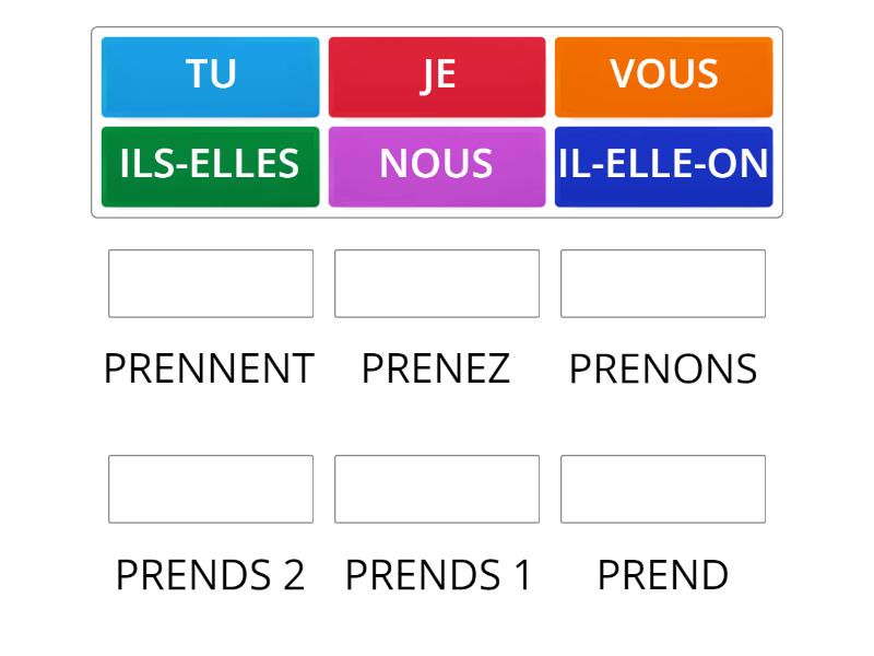 Verbe PRENDRE - Match up