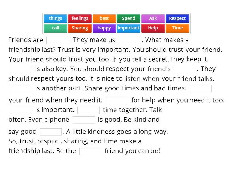 What Makes A Friendship Last? - Complete the sentence