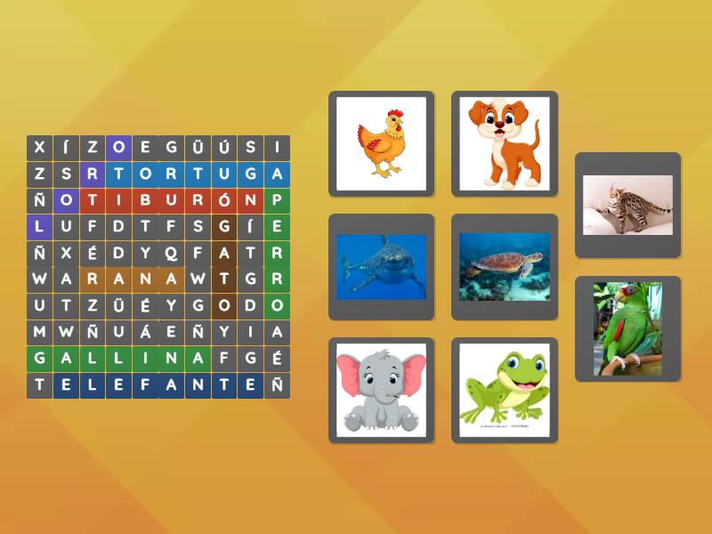 Sopa de letras Busca los animales vertebrados - Wordsearch