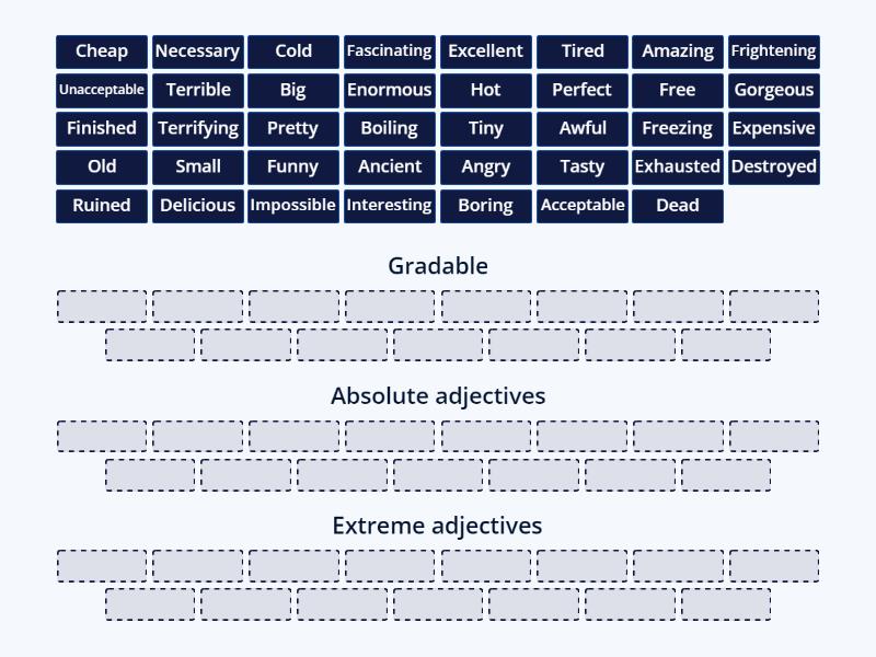 Gradable and Non-gradable adjectives - Group sort