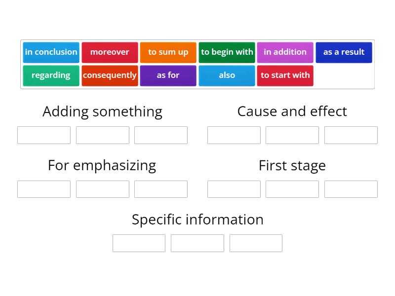 Formal discourse markers - Group sort
