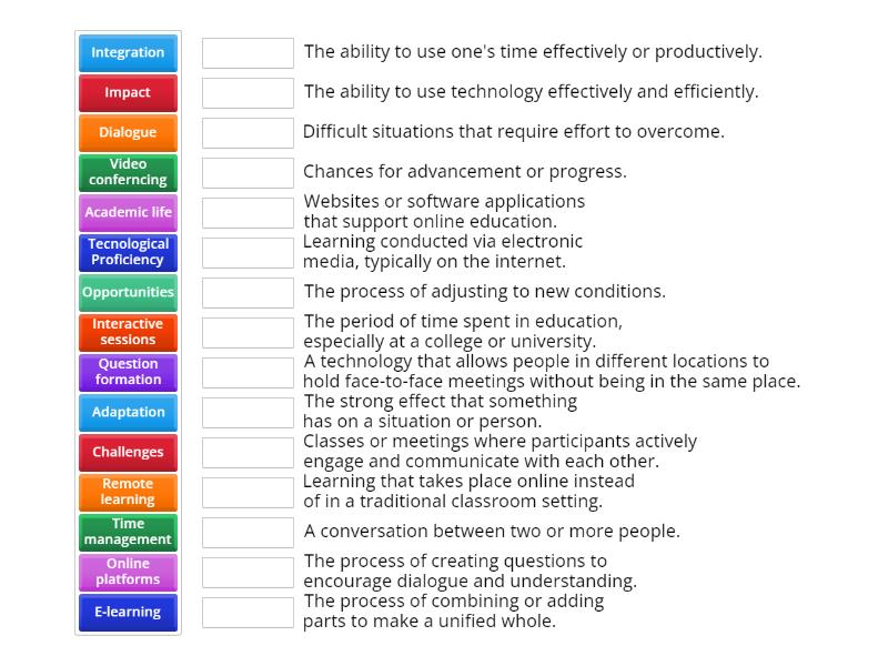 Matching Exercise - Match up