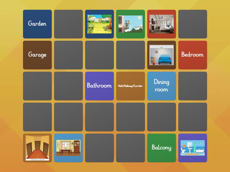 Rooms in a house - - Matching pairs