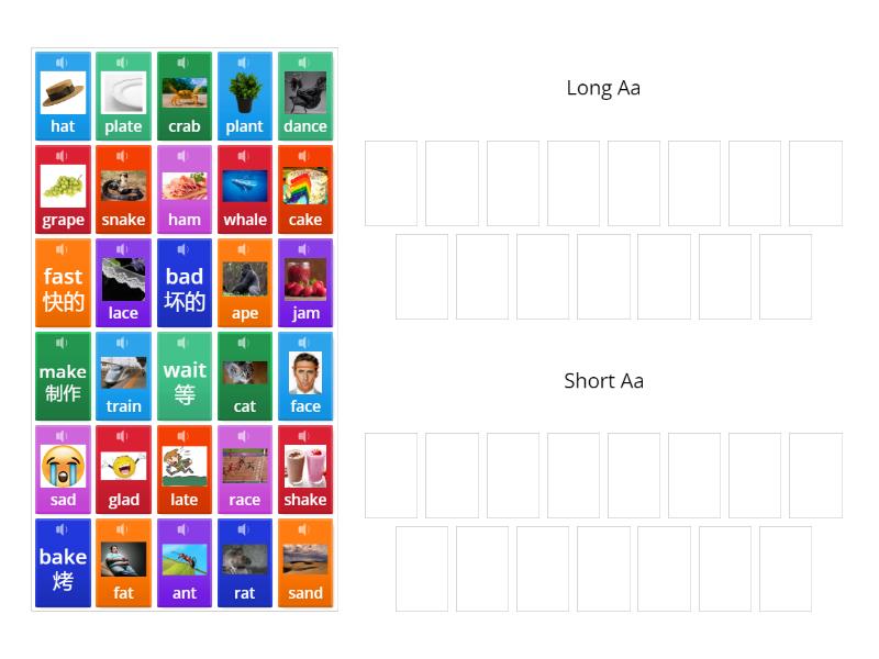 Long A and Short A - Group sort