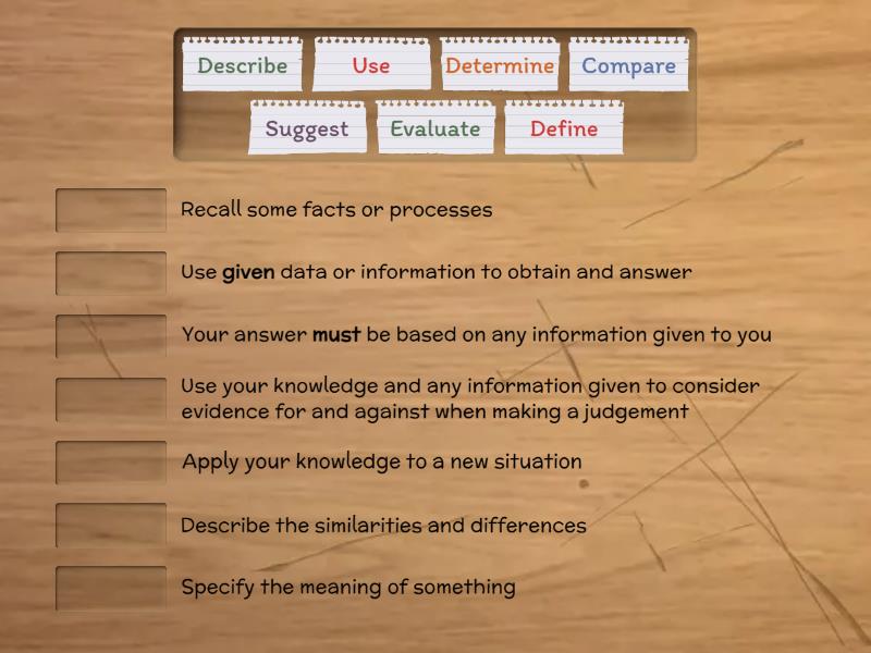 GCSE Command words - Match up