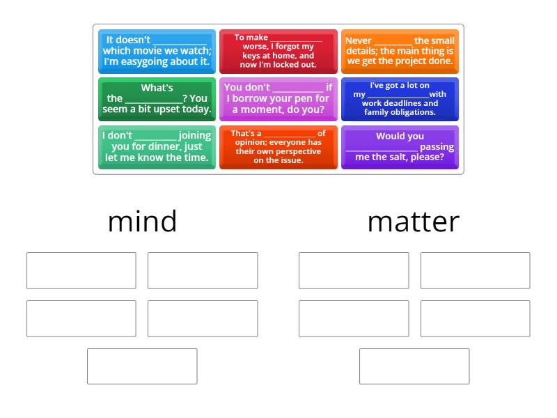 mind vs matter - Group sort