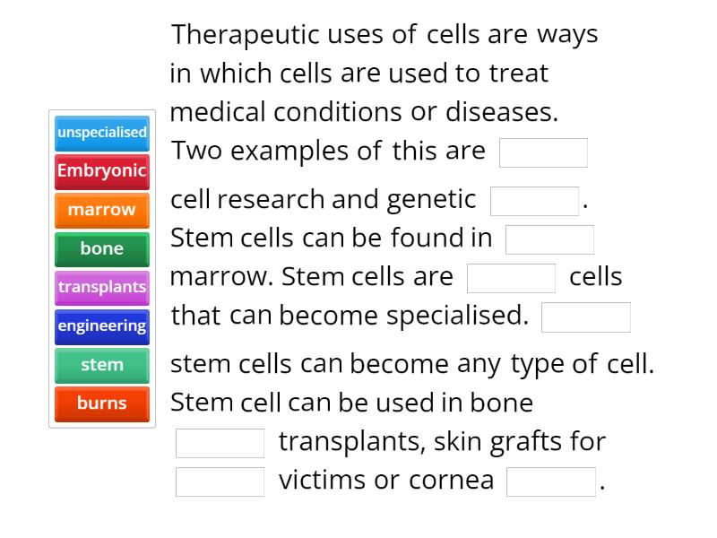 Therapeutic uses of cells - Missing word