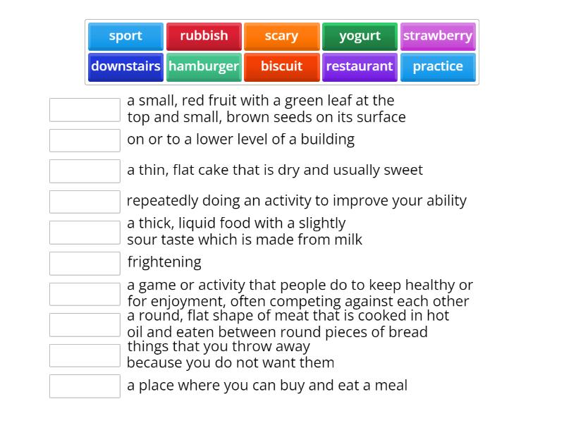 Matching_Unit 4 & 5 Receptive vocab - Match up