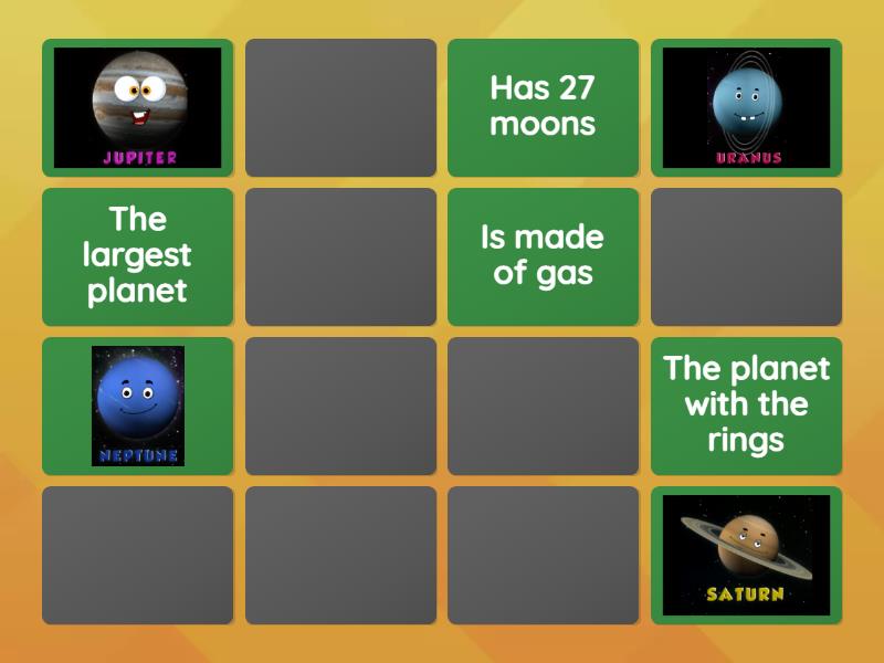 Planets memory game - Matching pairs