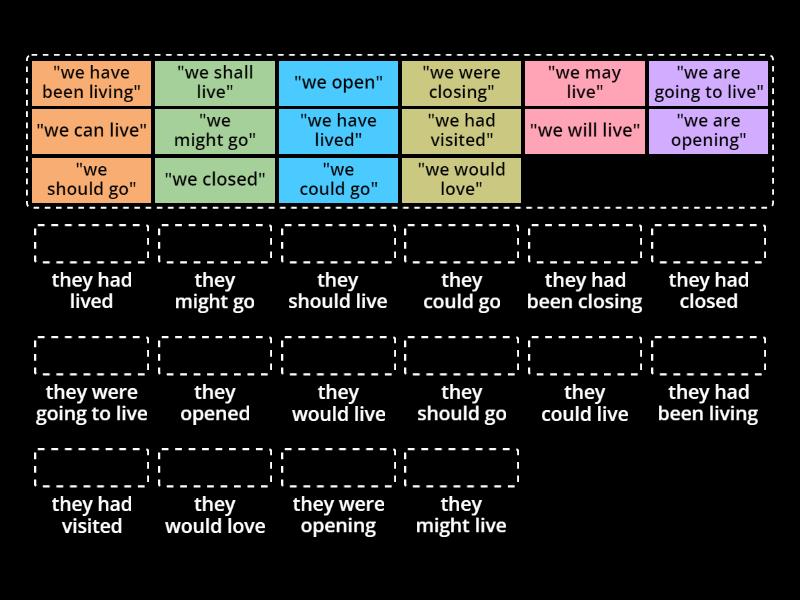 indirect speech - time shift - Match up