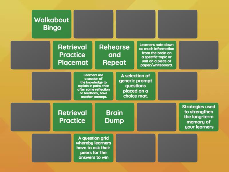 Retrieval Practice - Matching pairs