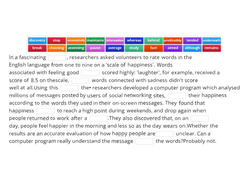 Multiple Choice Cloze - Complete the sentence