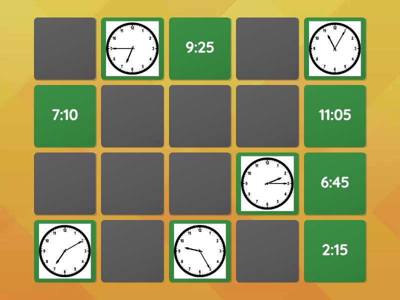 Time to 5 Minutes Matching Game - Matching pairs